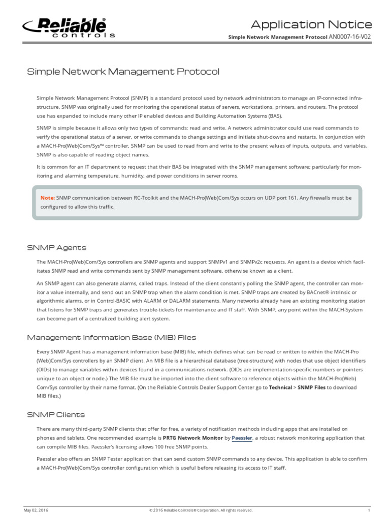 Rc Toolkit An0007 16 Snmp v02 | PDF | Computing | Communications Protocols