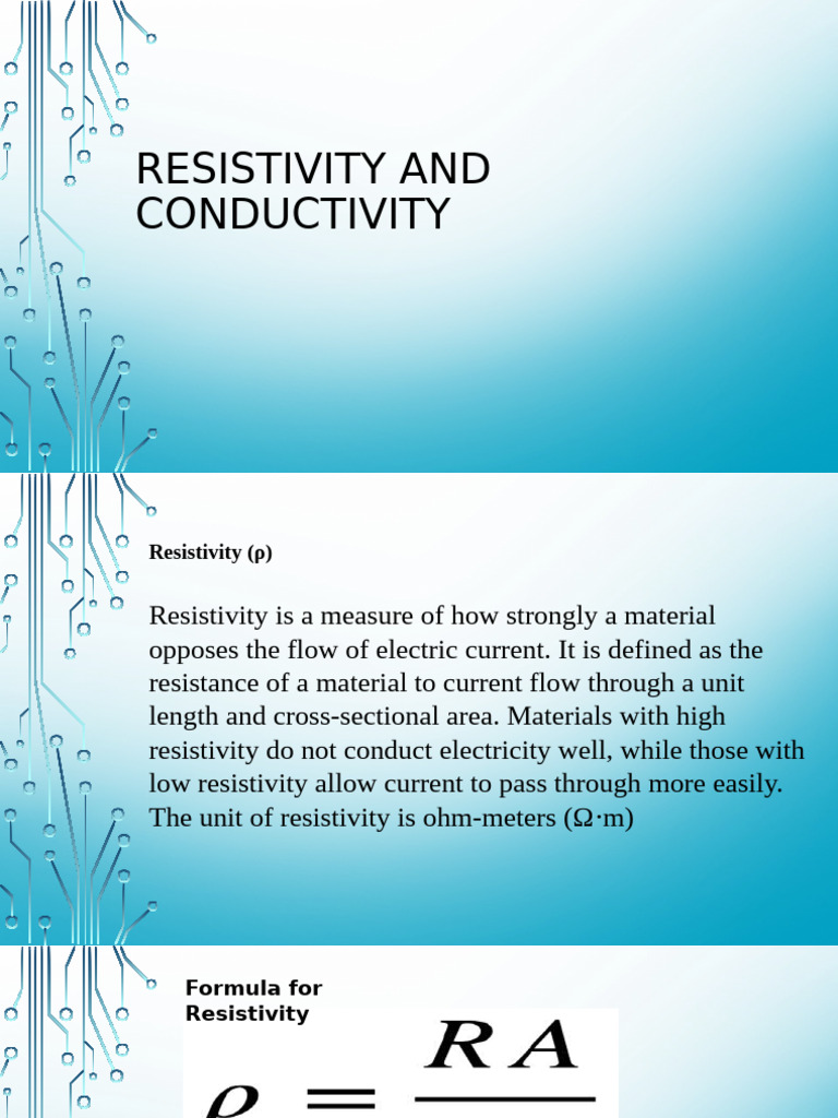 Resistivity and Conductivity ELECTRONICS | PDF | Electrical Resistivity ...