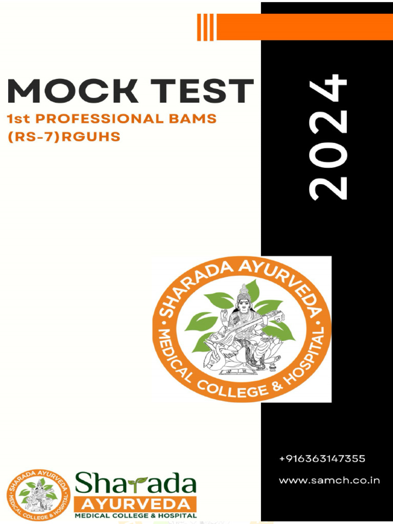 MOCK TEST FIRST YEAR 2024-Pages-Deleted | PDF | Ayurveda | Kidney