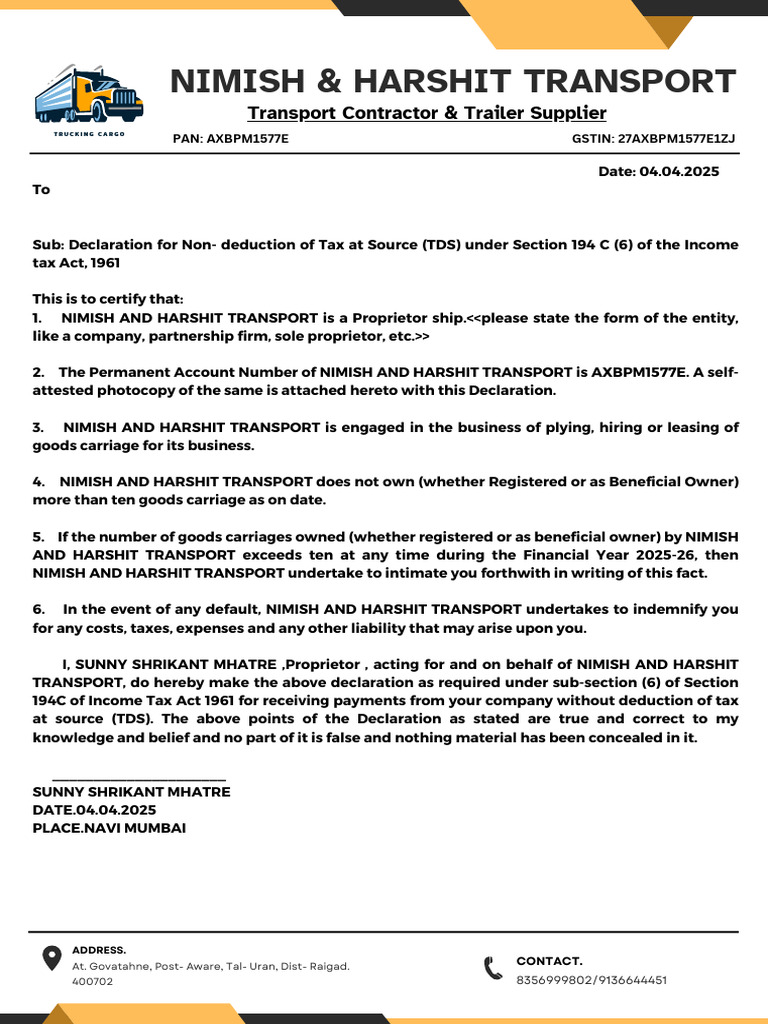 Format Tds - Letter Head | PDF