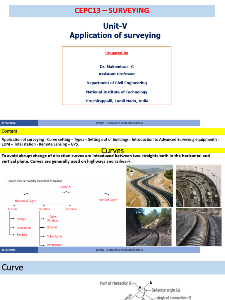 UNIT-V - Application of Surveying Reduced Content 1-88 Final | PDF | Surveying | Geodesy