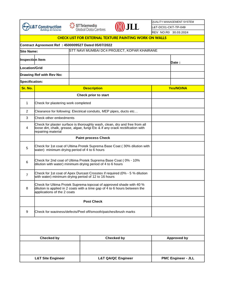 External Texture Painting Checklist | PDF