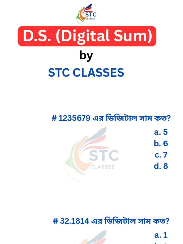 Digital Sum Calculation Exercises | PDF