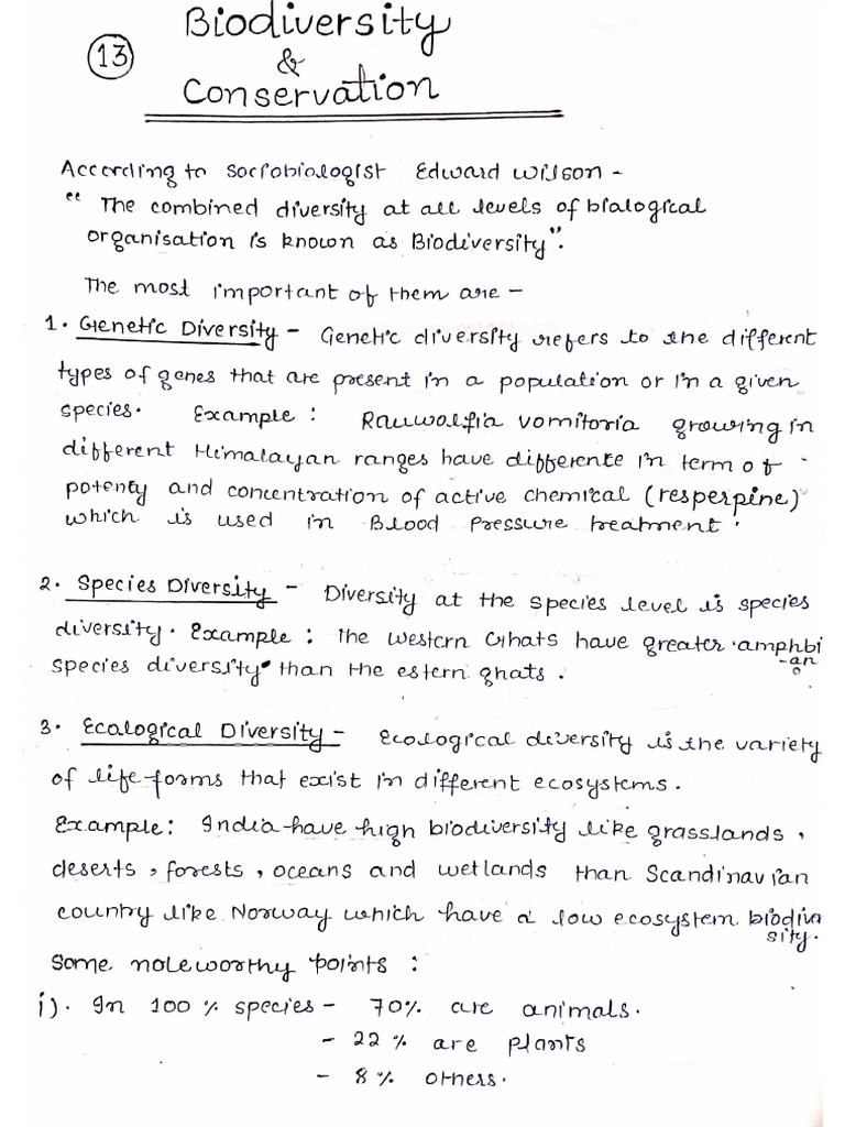 Biodiversity and Conservation Class 12th Notes | PDF