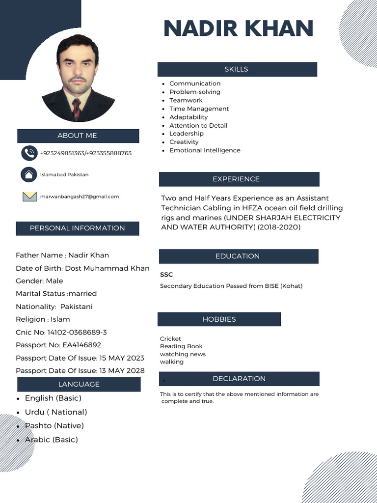 Blue Professional Modern CV Resume | PDF