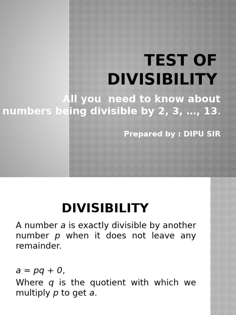 Presentation Test of Divisibility 1546497043 357984 | PDF | Arithmetic ...