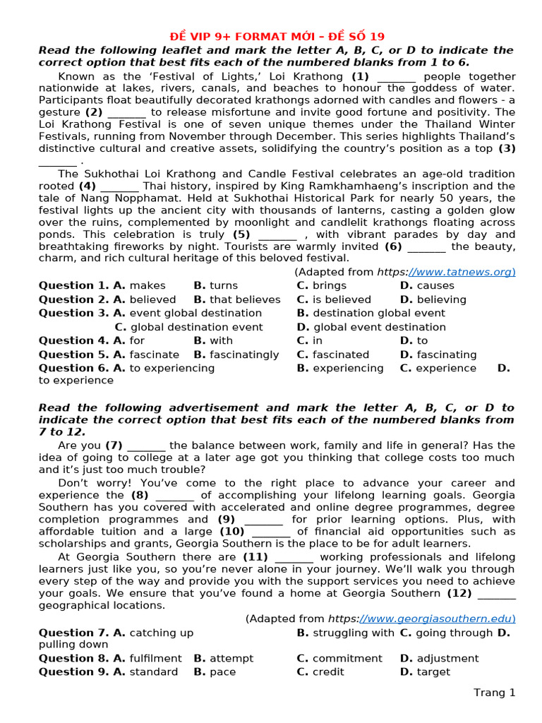 Đề Vip 9+ Format Mới - Đề Số 19 | PDF | Waymo