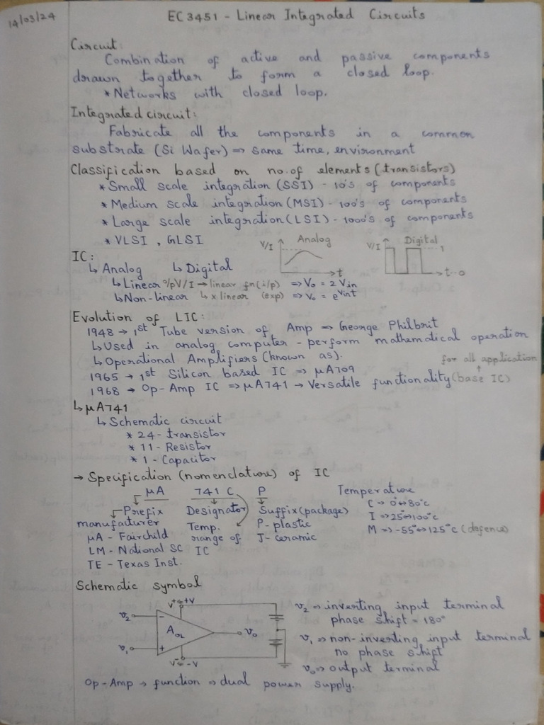 Linear Integrated Circuit Notes Handwritten | PDF