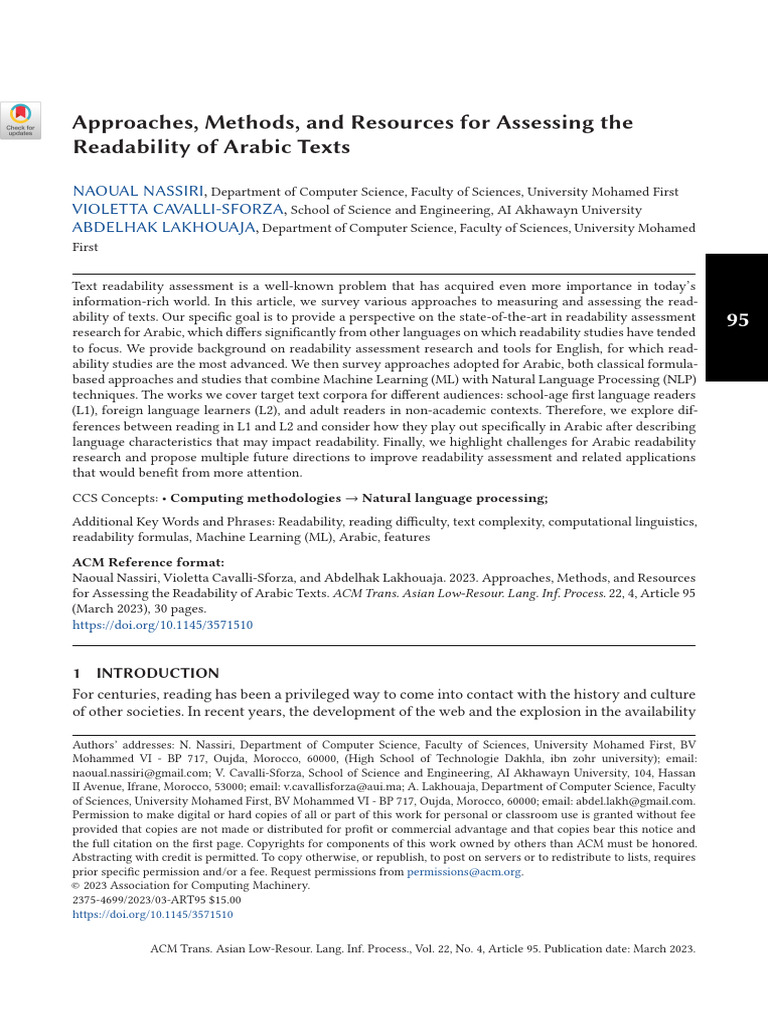 Approaches, Methods, AndResources For Assessing The Readability of ...