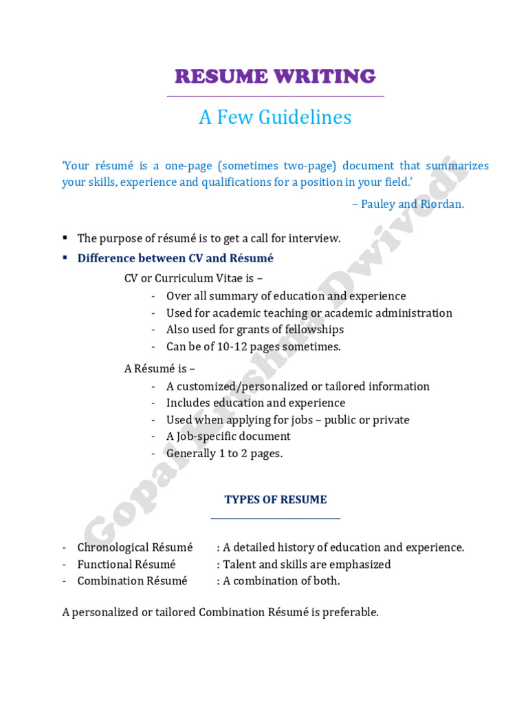 Essential Resume Writing Guidelines | PDF | Résumé | Business Documents