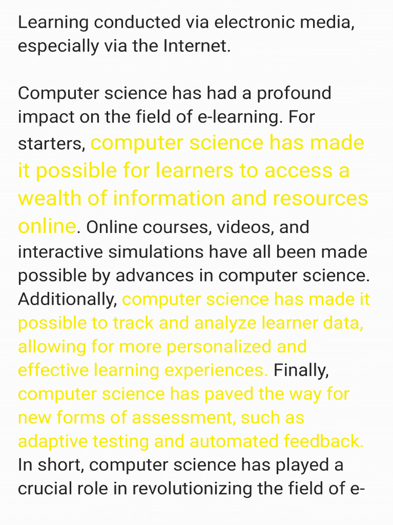 Application of Computer Science in E-Learning - 240214 - 081809 | PDF