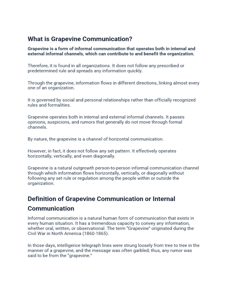 What Is Grapevine Communication | PDF | Business