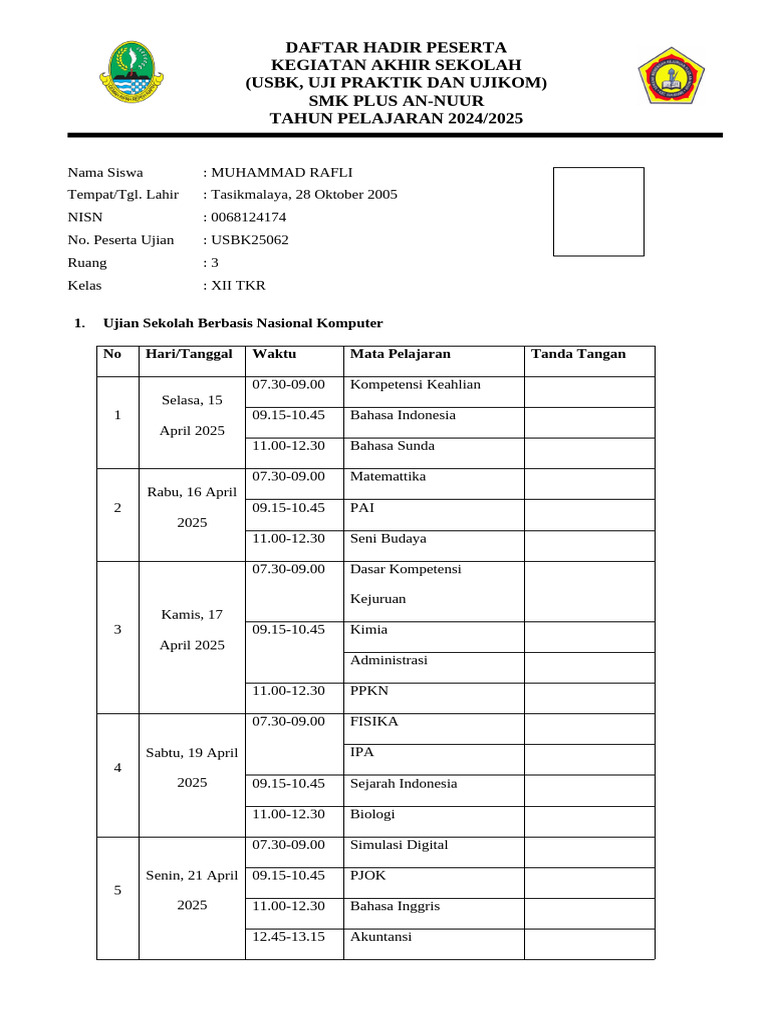 Daftar Hadir Kegiatan Akhir | PDF
