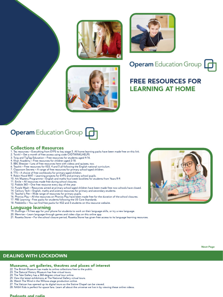 Learning at Home Resources | PDF