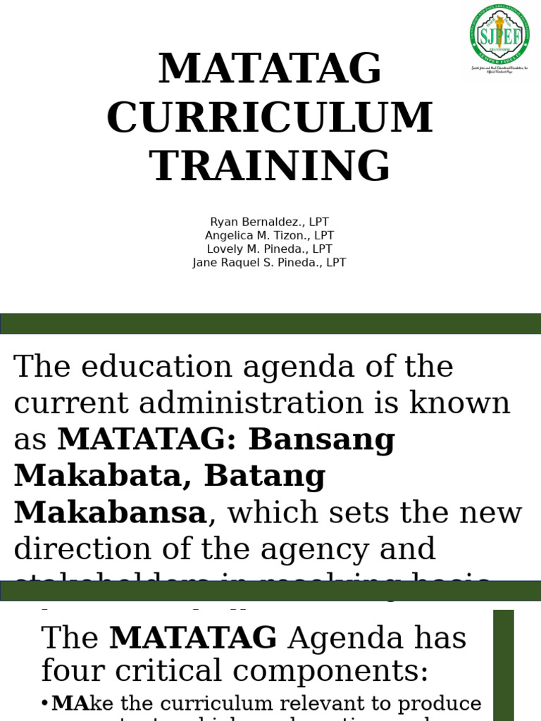 MATATAG Curriculum Training Overview | PDF | Learning | Communication