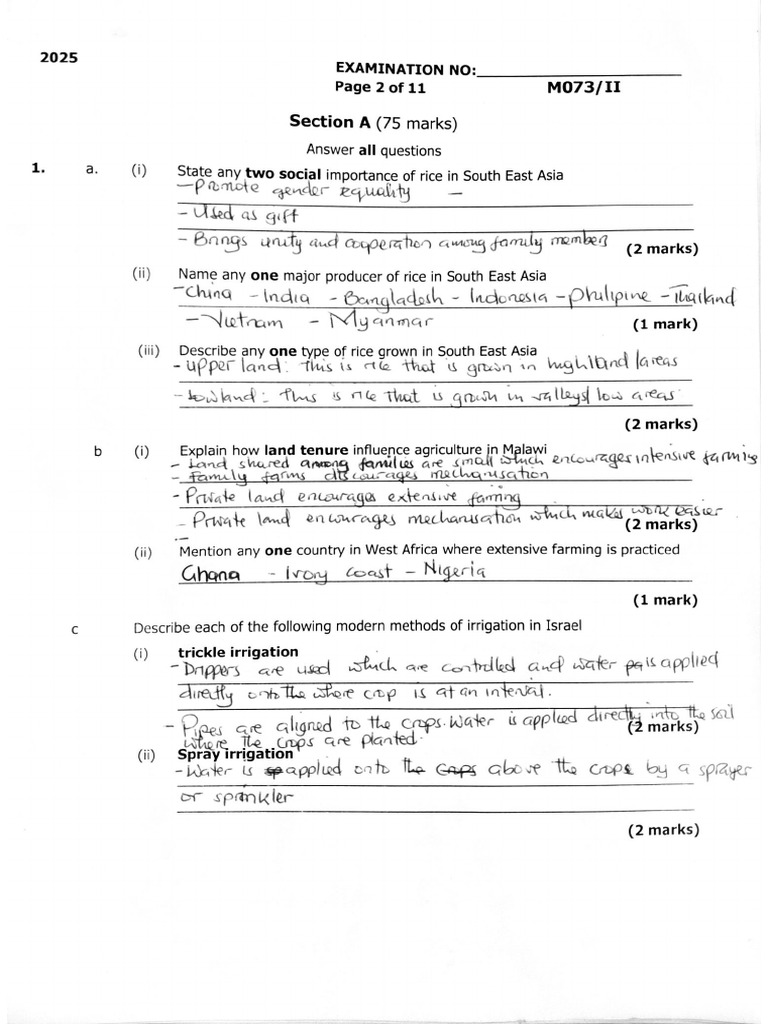 Marking Key Geo Pii Mock 5 | PDF
