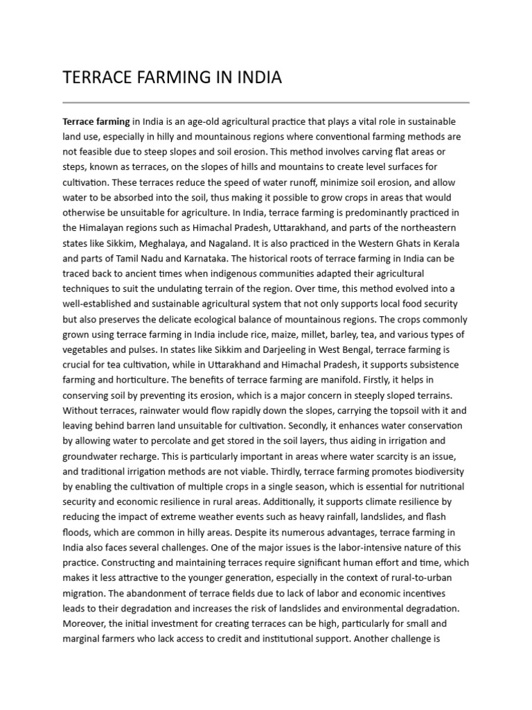 Terrace Farming Practices in India | PDF | Agriculture | Environmental ...