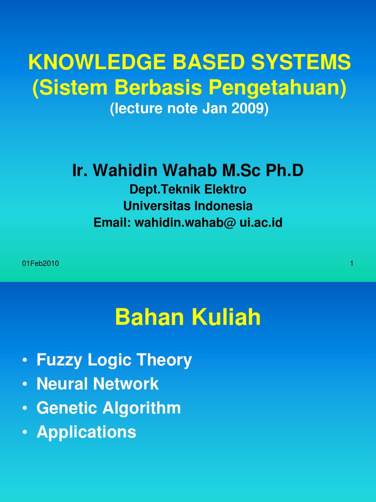Knowledge Based Systems (Sistem Berbasis Pengetahuan) : Ir. Wahidin Wahab M.SC PH.D | PDF ...