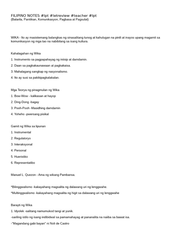 Filipino Notes. | PDF