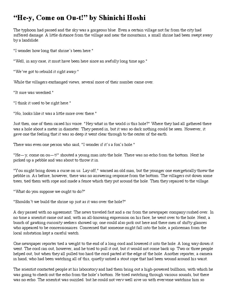 SHS - E1 - Story (He-Y, Come On Ou-T!) | PDF | Nature | Energy And Resource