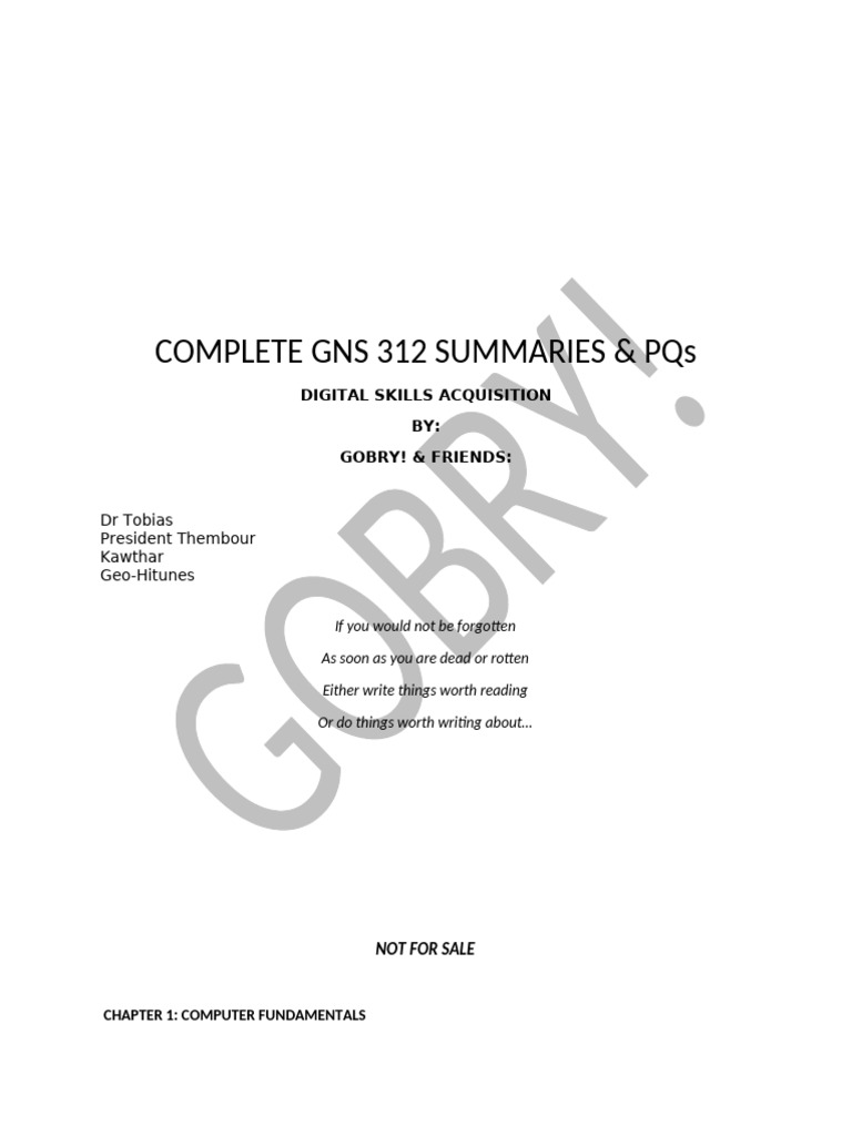 Complete Gns 312 Summaries & Pqs | PDF | Computer Data Storage | Window ...