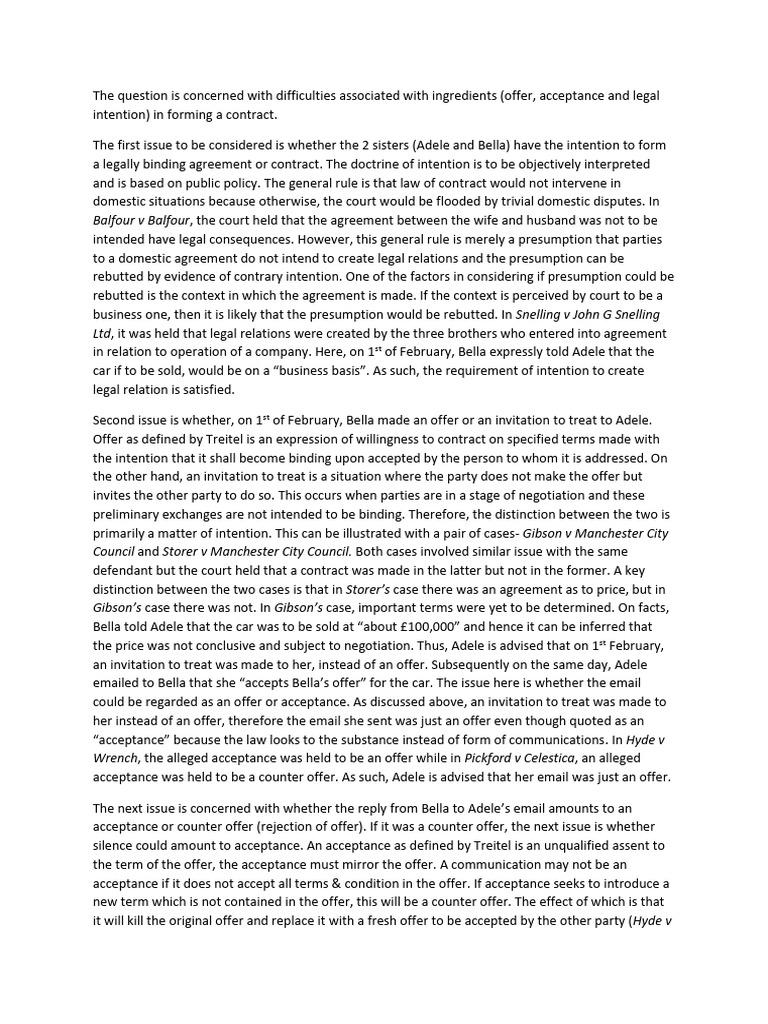Question Formative Assessment | PDF | Offer And Acceptance | Common Law