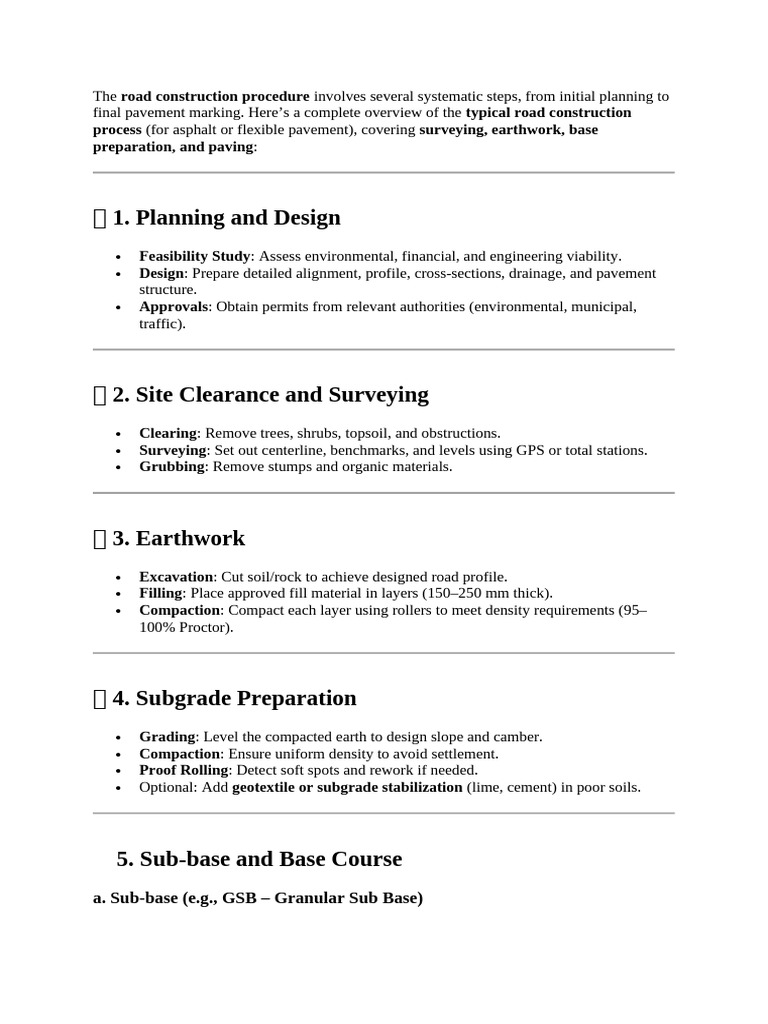 Road Construction Procedure Overview | PDF | Road Surface | Road