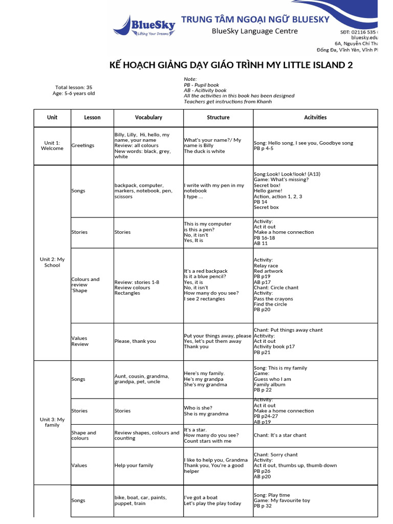 My Little Island 2 Teaching Plan | PDF