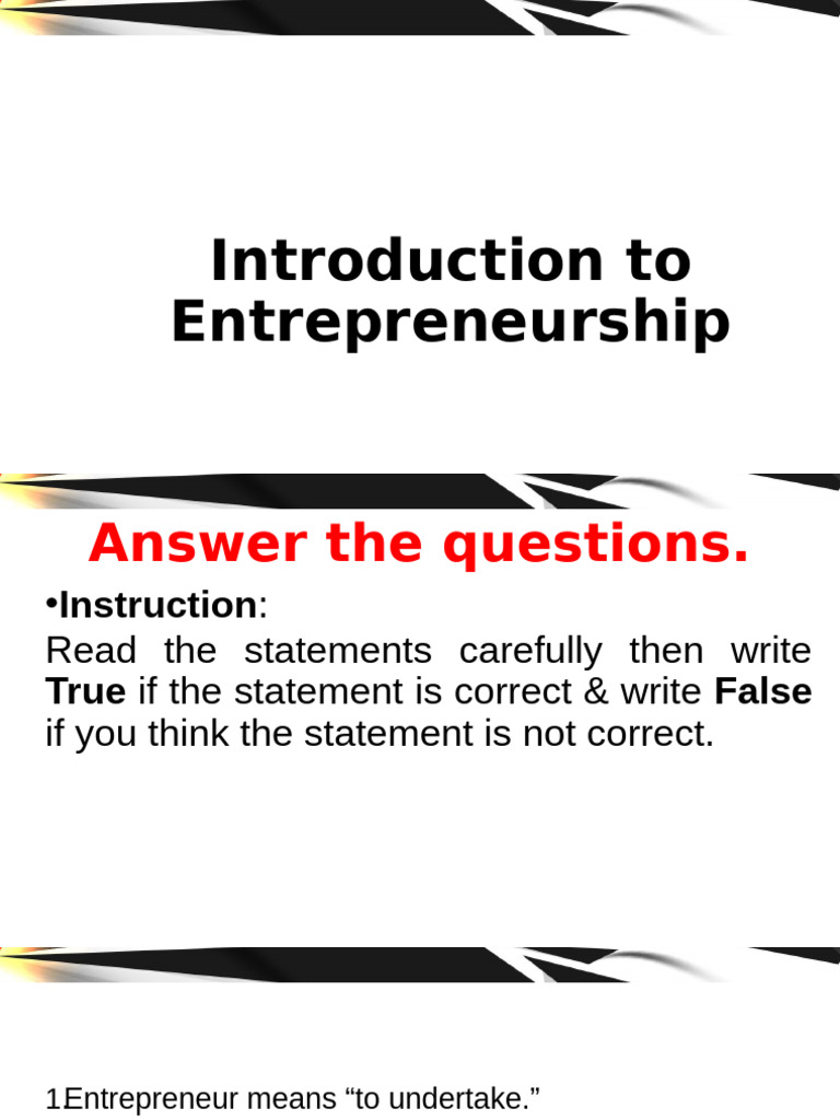 Introduction To Entrepreneurship 1 | PDF | Entrepreneurship | Cognition
