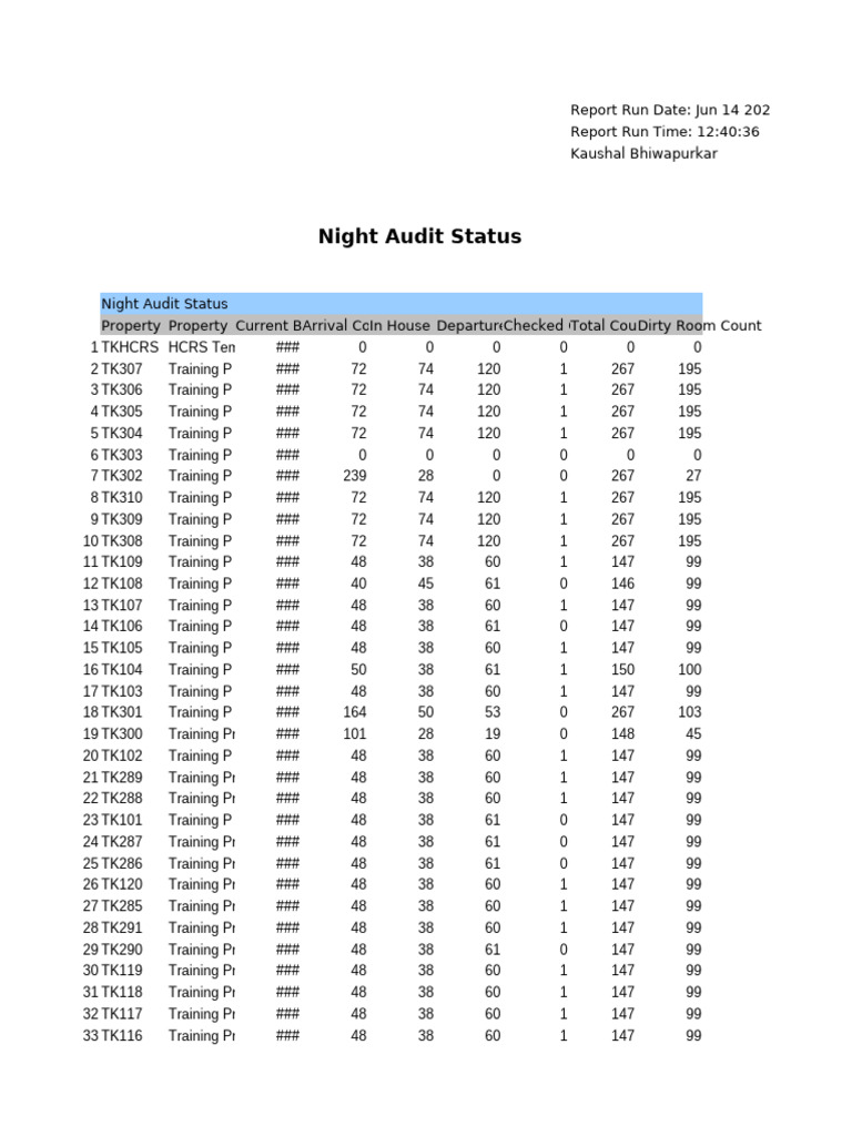 Night Audit Status | PDF