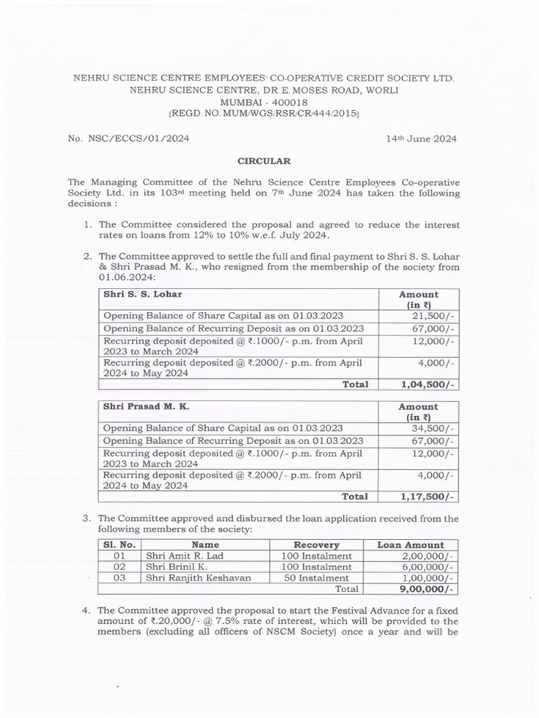 Revised Circular Dated 14.06.2024 | PDF