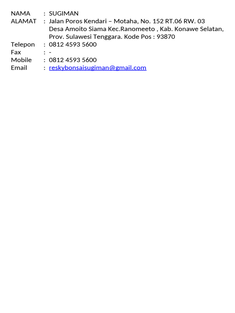 Alamat Sugiman 2 | PDF