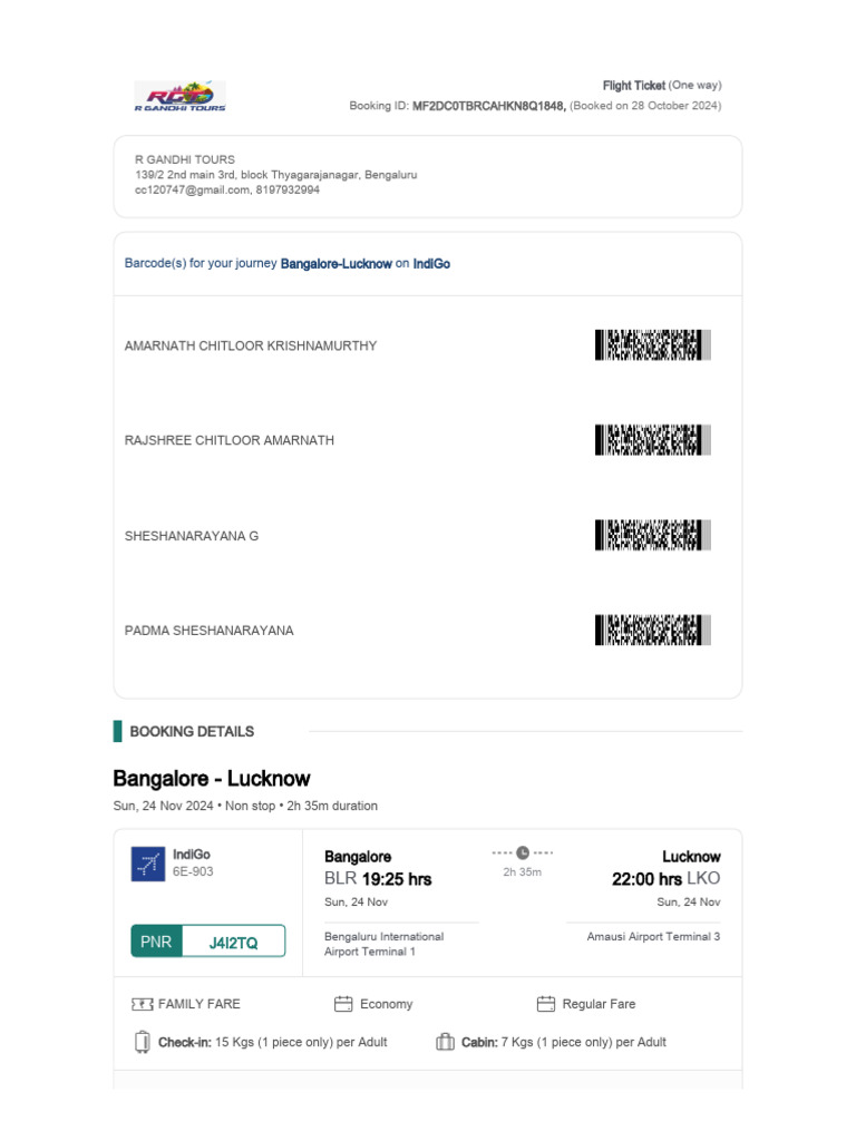 Amarnath BLR Lko 24 Nov 4 Mem | PDF