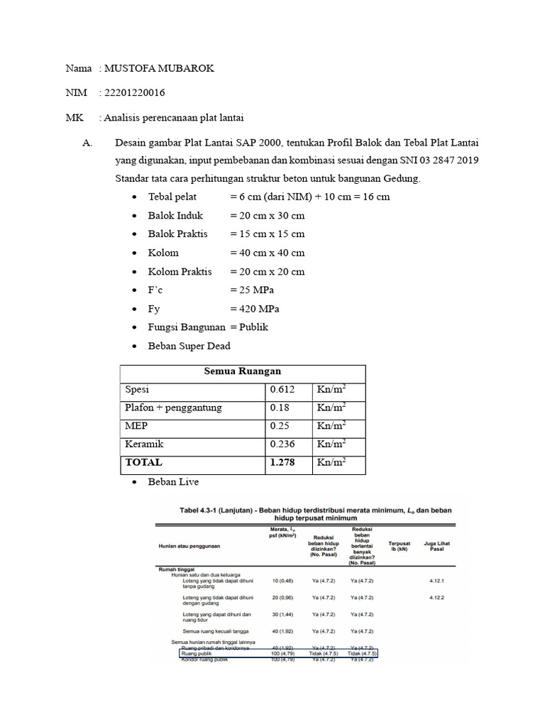 Perhitungan Pelat Dan Balok | PDF