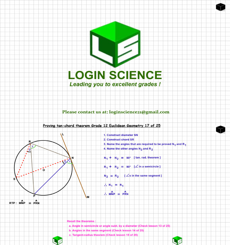 Part 17 of 25 Proving Tan-Chord Theorem Grade 12 Euclidean Geometry | PDF