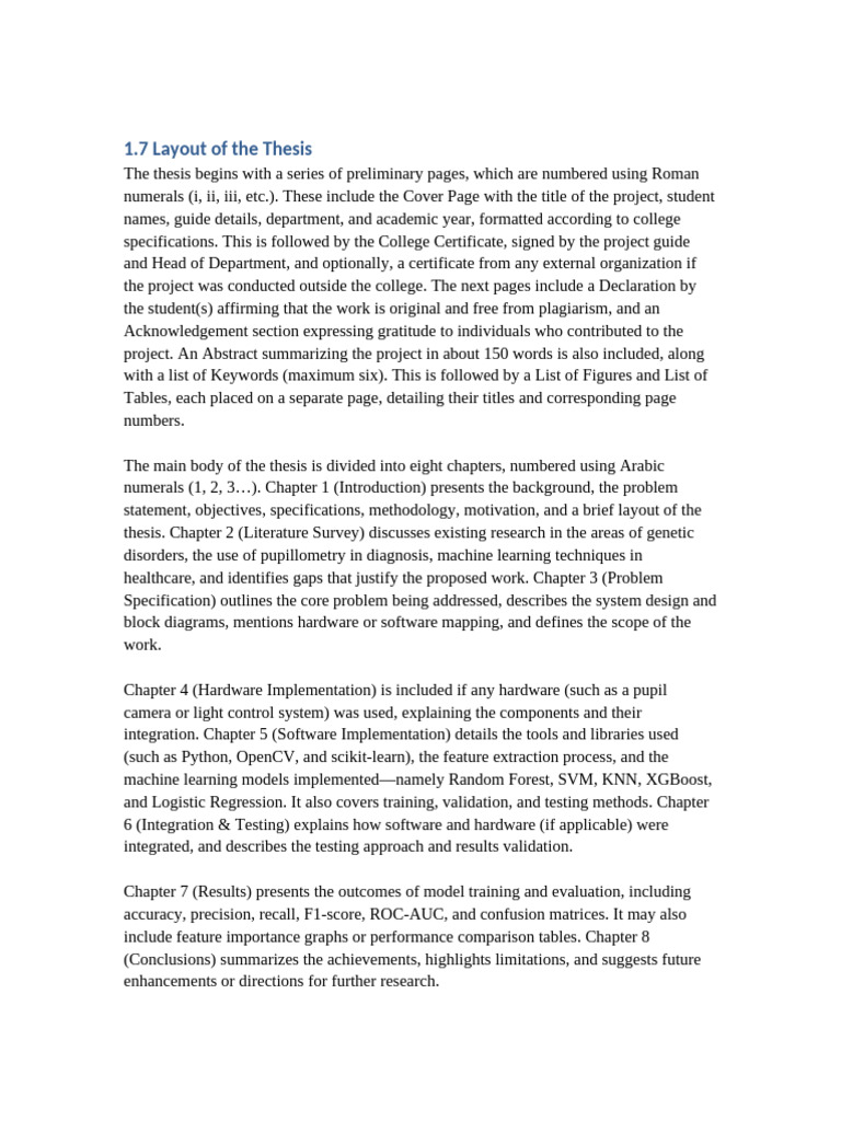1.7 Layout of The Thesis | PDF | Thesis | Specification (Technical ...