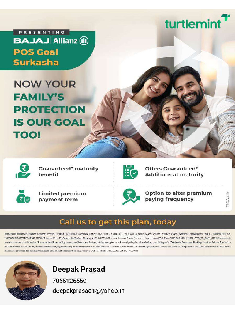 Bajaj POS Goal Suraksha - Life Insurance | PDF