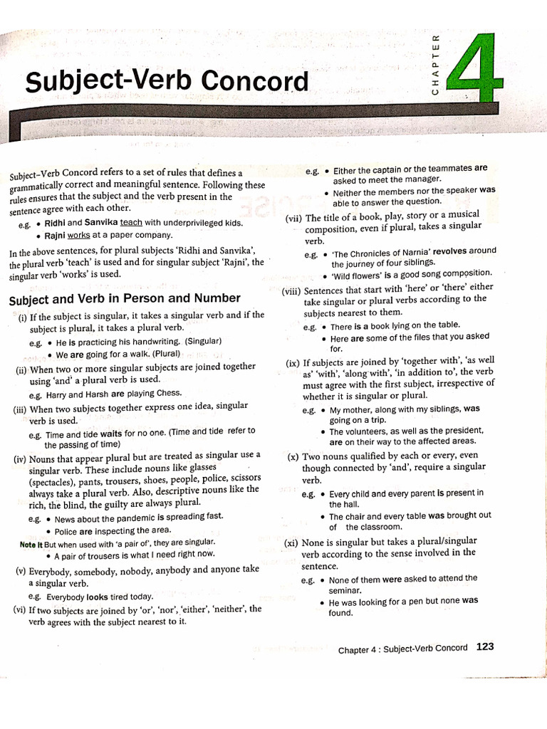 Subject - Verb Concord | PDF