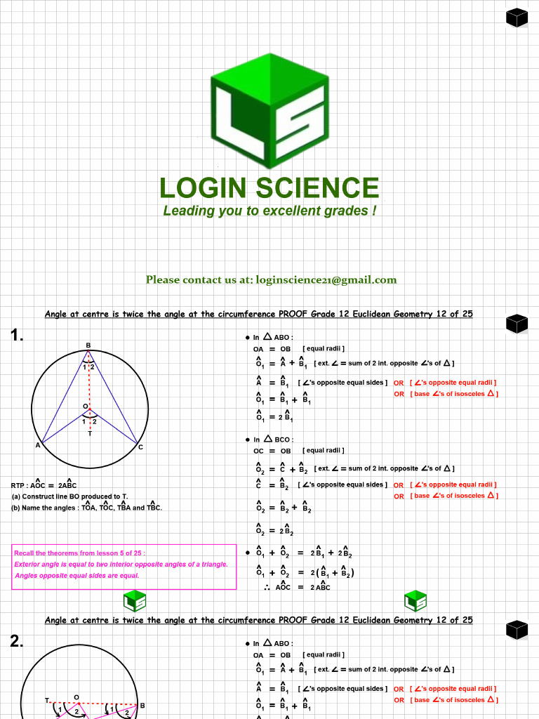 Part 12 of 25 Angle at Centre Is Twice The Angle at The Circumference ...