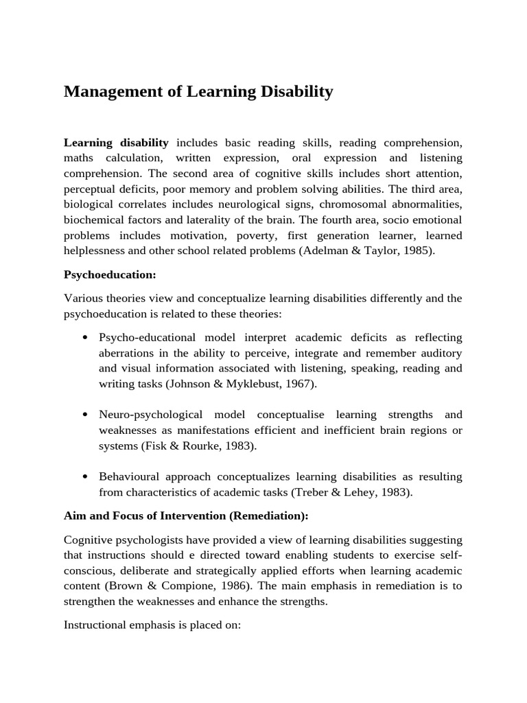 Strategies for Managing Learning Disabilities | PDF | Learning ...