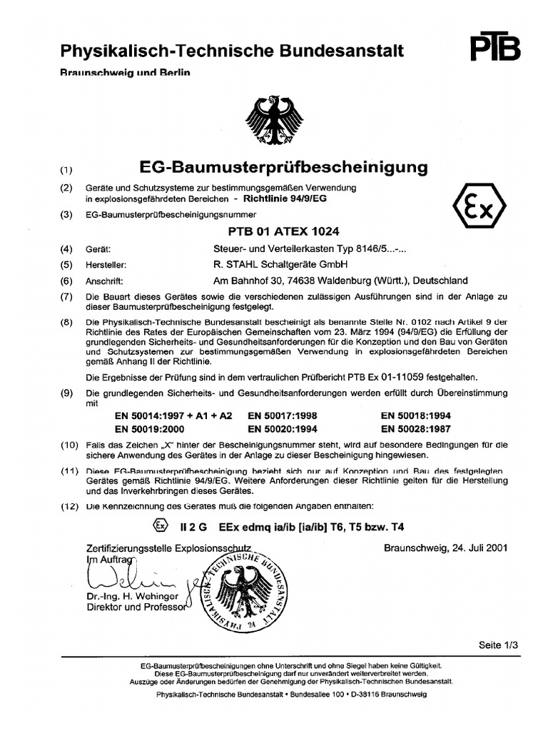 PTB 01 Atex 1024 en De-Signed | PDF