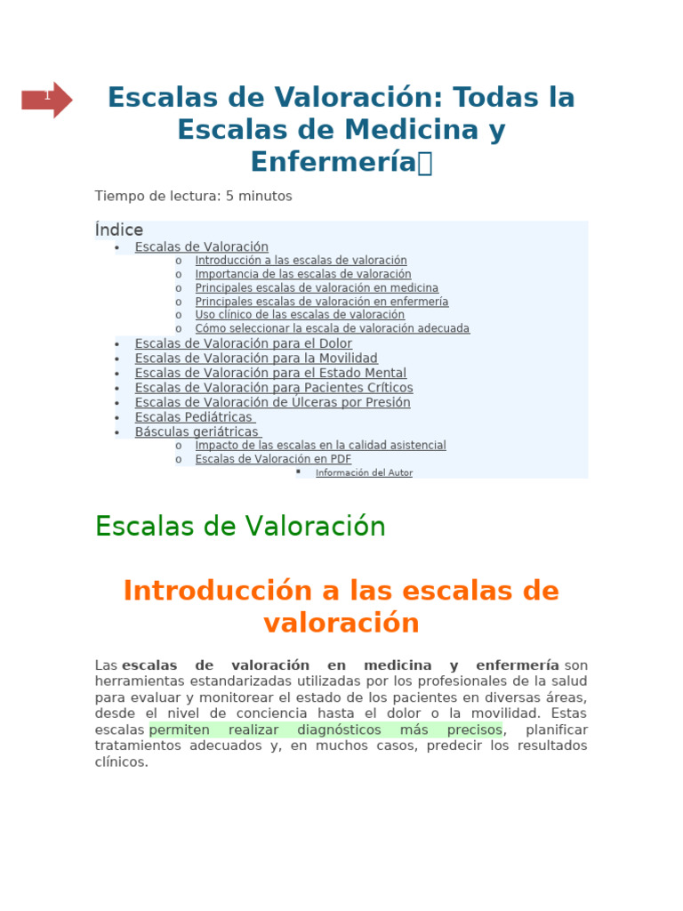Escalas de Valoracion Guia Completa | PDF | Enfermería | Dolor