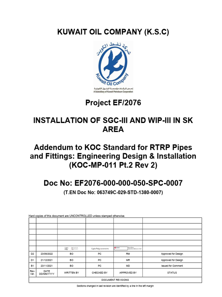 Ef2076 000 000 050 SPC 0007 - D2 | PDF | Pipe (Fluid Conveyance) | Plumbing