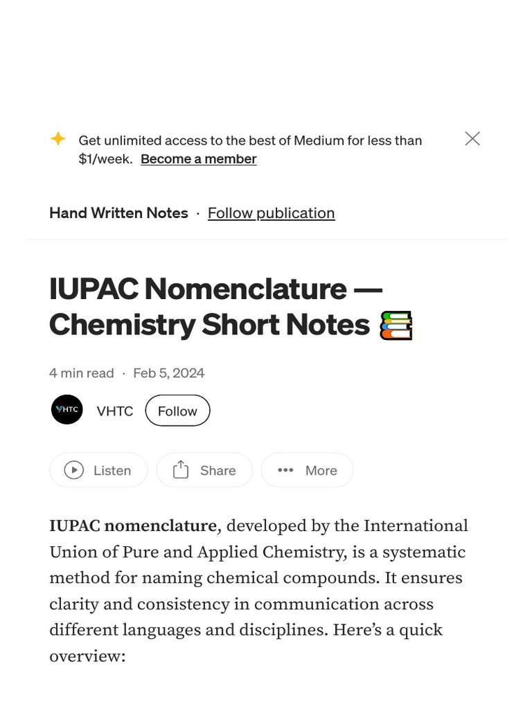 IUPAC Nomenclature - Chemistry Short Notes ? - by VHTC - Hand Written ...