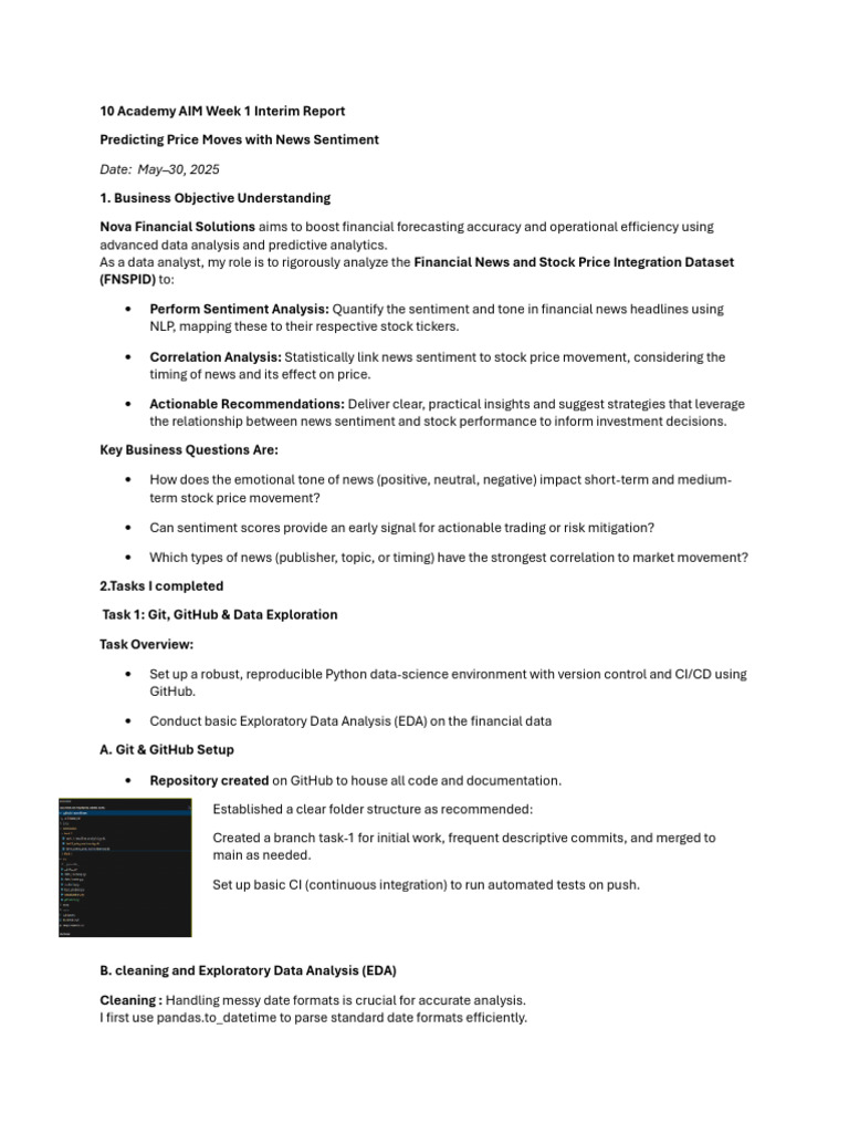 AIM Week 1 Interim Report Summary | PDF | Data Analysis