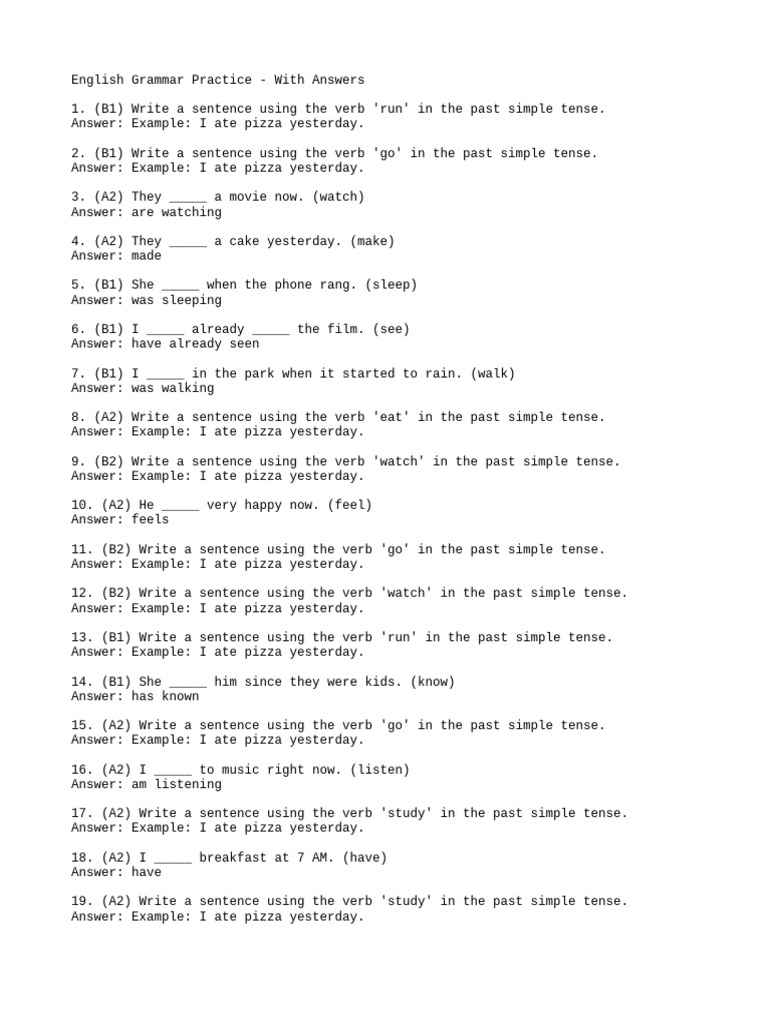 English Grammar Q, A With Answers | PDF | Verb | Chess Theory