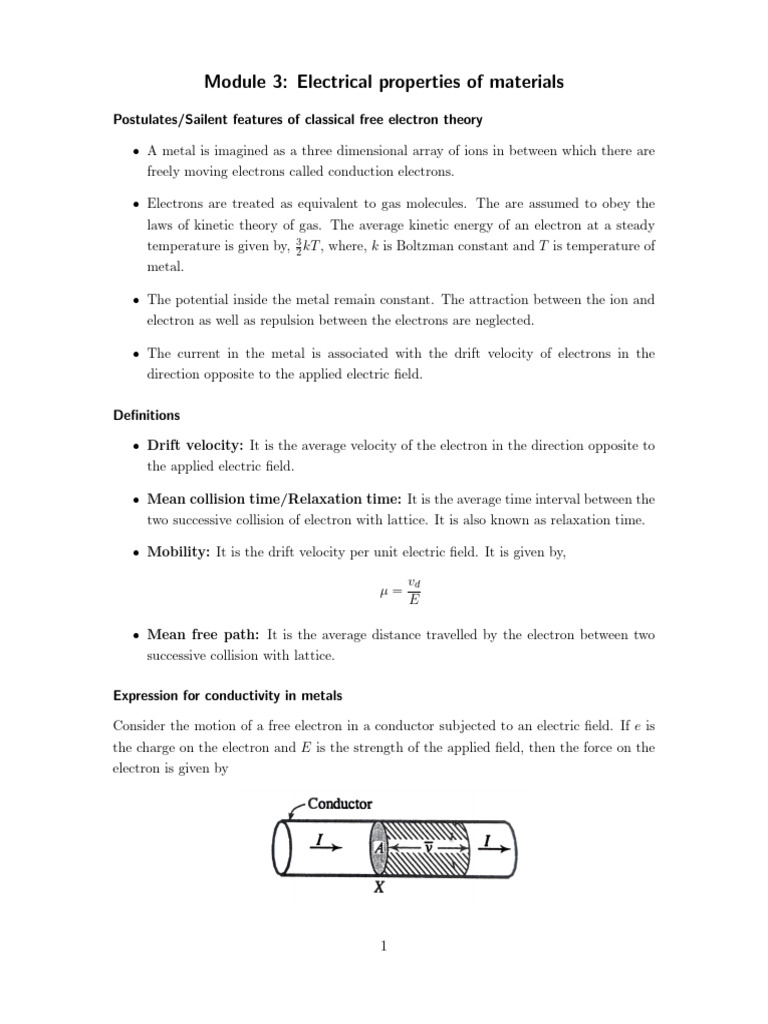 Module 3 Electrical Properties of Materials | PDF | Electron | Electrical Resistivity And ...