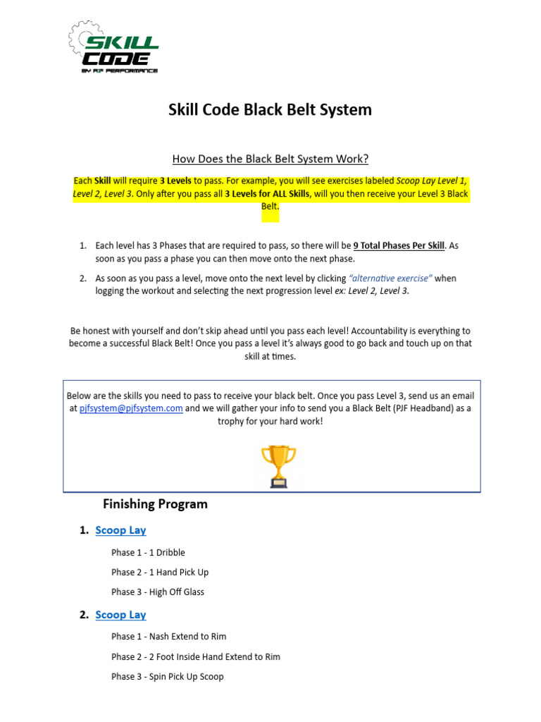 Skill Code Black Belt Training Guide | PDF | Sports | Team Sports