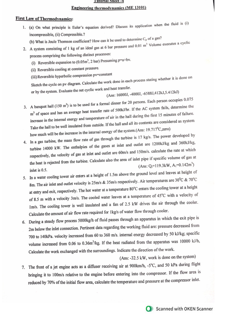 Thermo Tutorial 4 & 5 | PDF