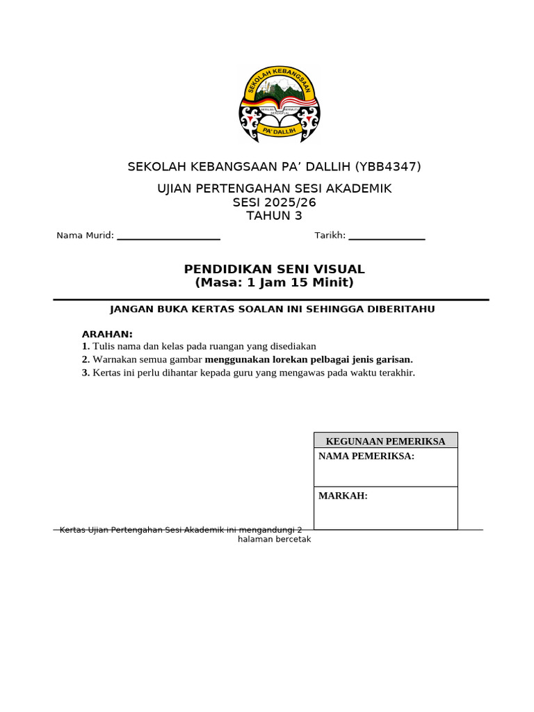 Upsa 2025 PSV Tahun 3 | PDF